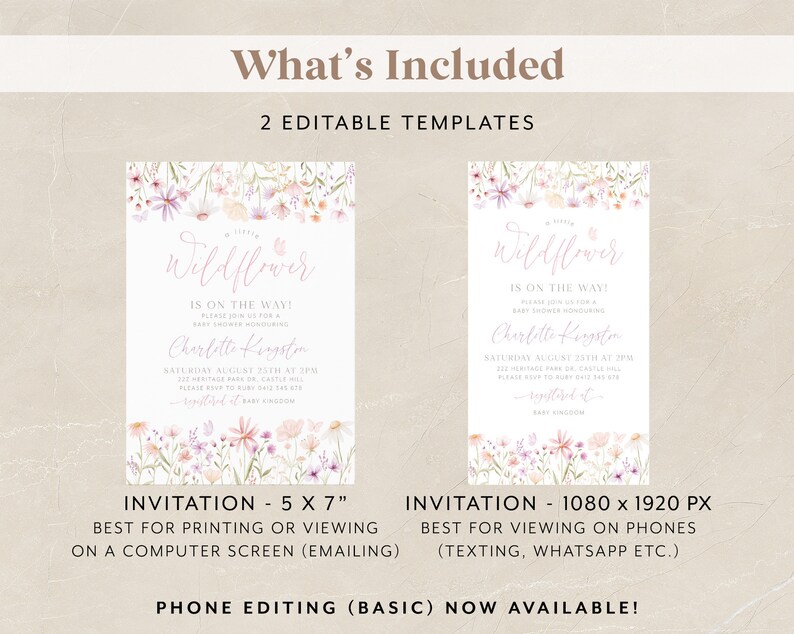 Wildflower Baby Shower Invitation Wild Flower Invitation - Etsy
