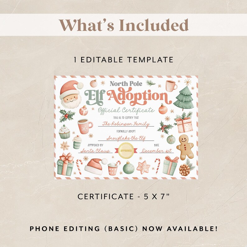 Editable Elf Adoption Certificate Adopt Your Elf Certificate Adoption ...