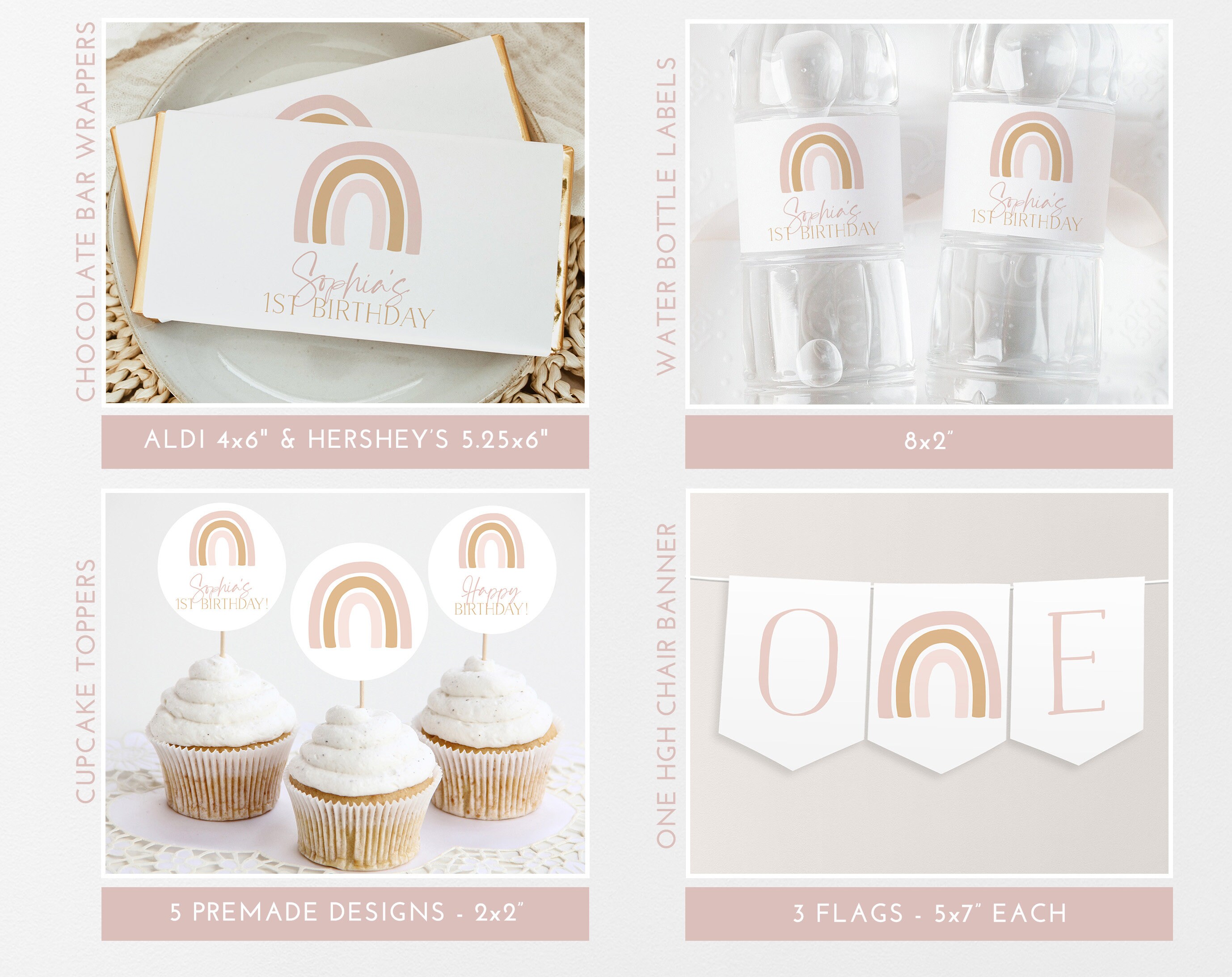 Boho Rainbow Birthday Invitation Bundle Rainbow First - Etsy Australia