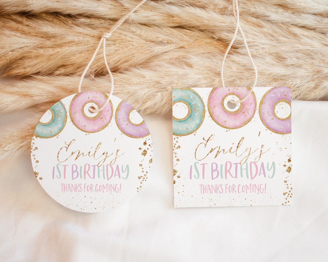 Donut Favor Tags, Editable Tags, Printable Favor Tags, Donut Stickers ...