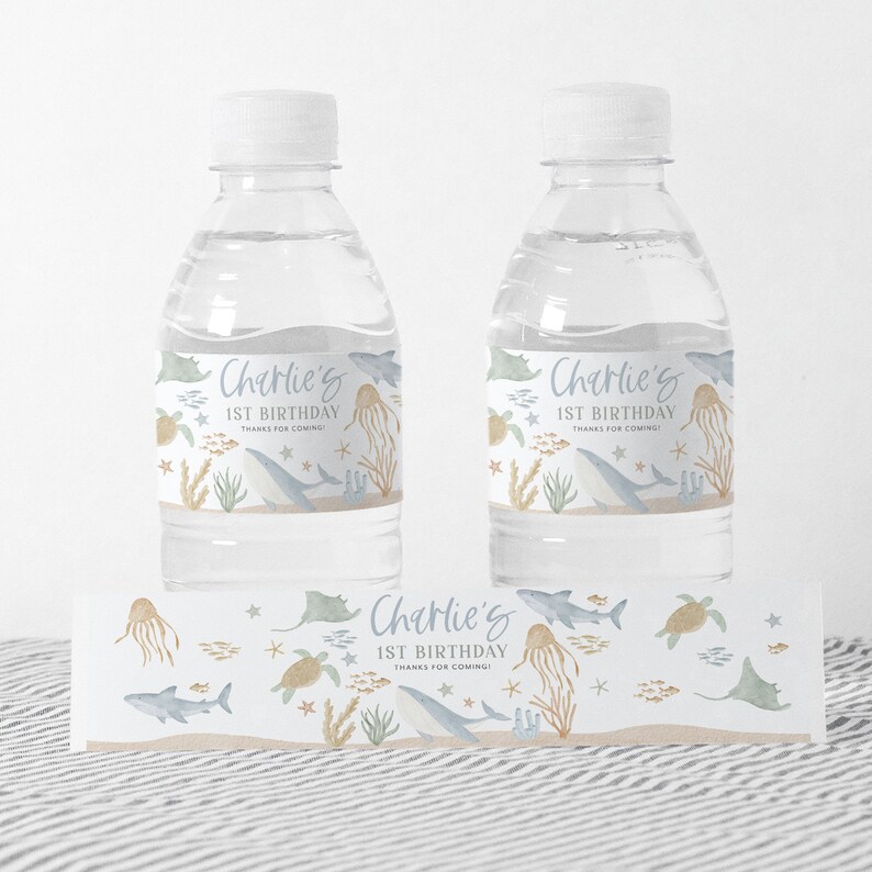 Under the Sea Water Bottle Label, Oneder the Sea Water Labels ...