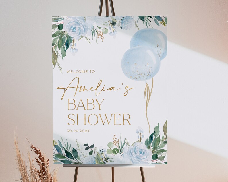 Welcome Sign Boy Baby Shower Blue Balloon Welcome Sign Blue - Etsy