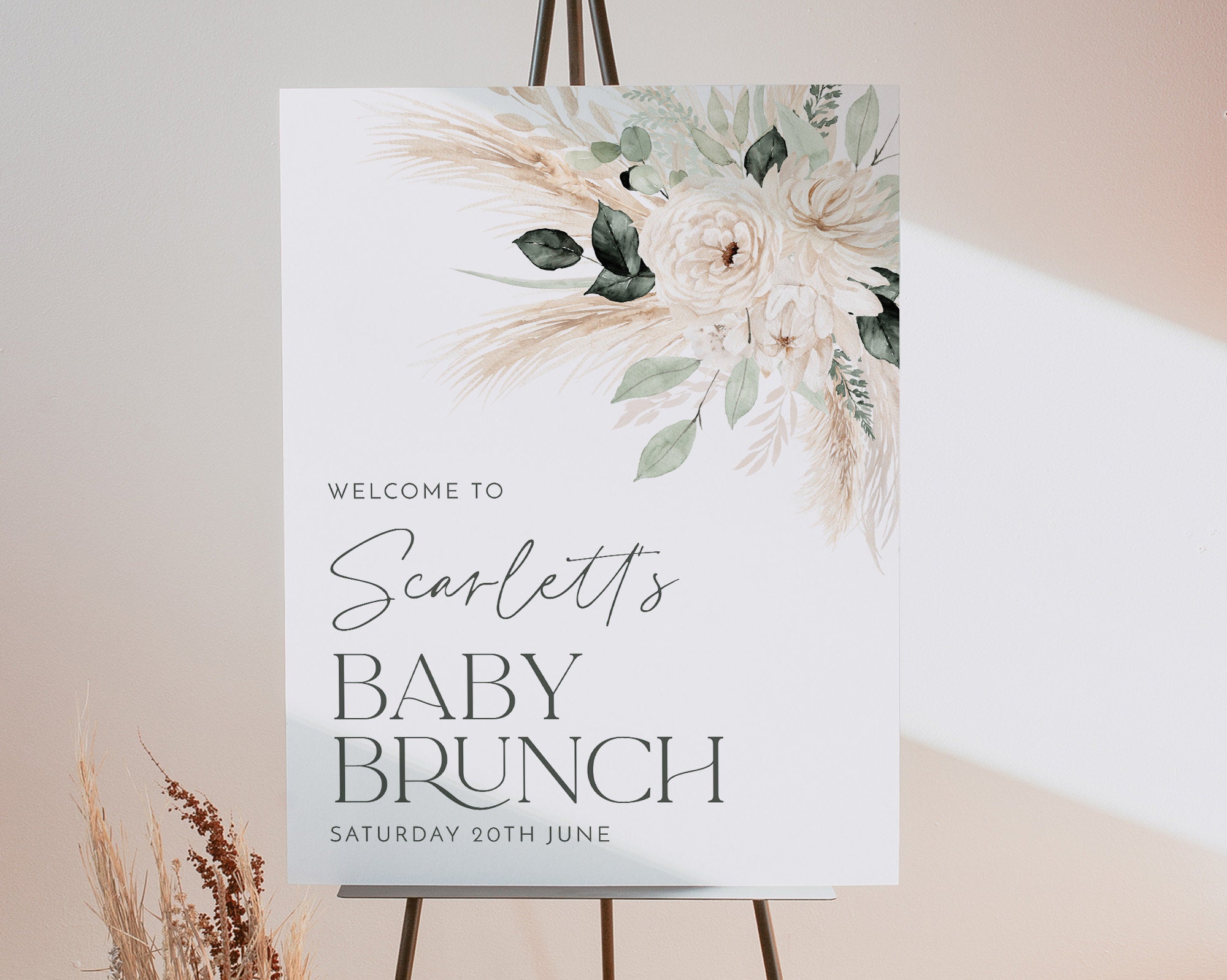 Boho Greenery Welcome Sign Baby Shower Welcome Sign Greenery - Etsy