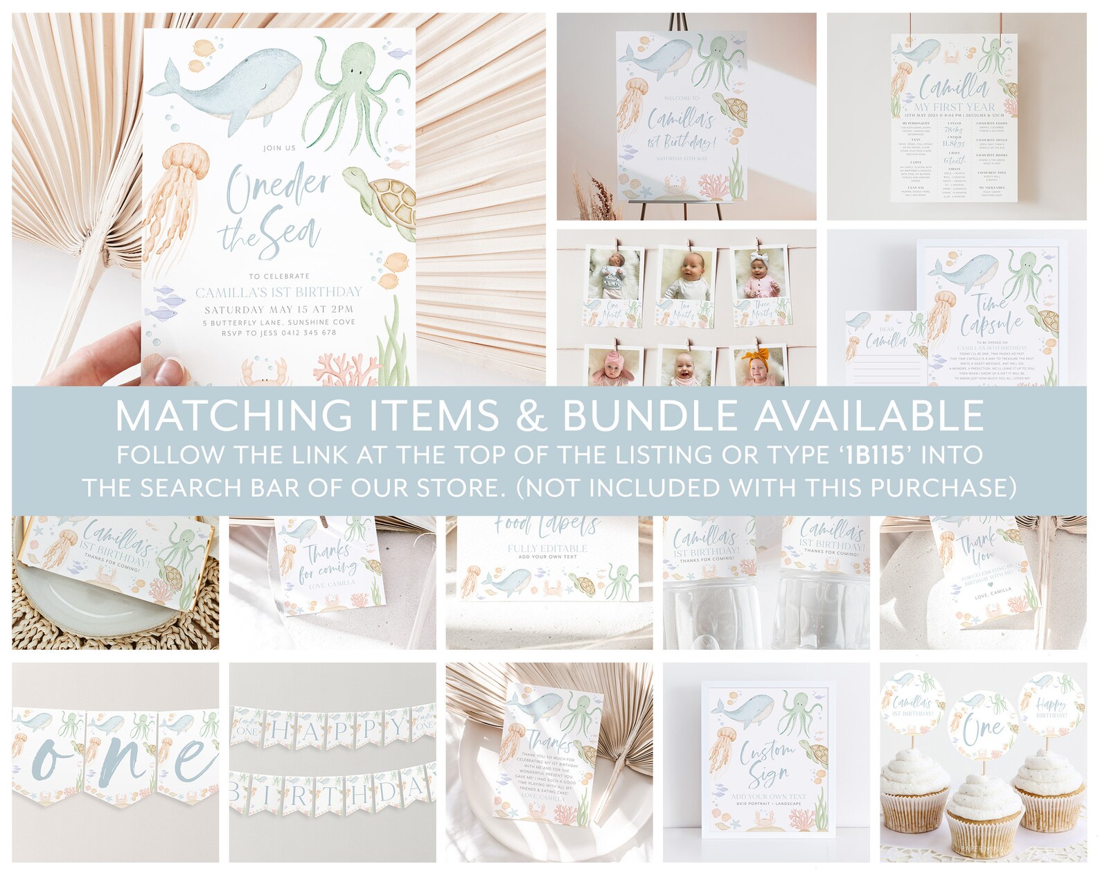 Printable Under the Sea Favor Tags, Oneder the Sea 1st Birthday Tags ...