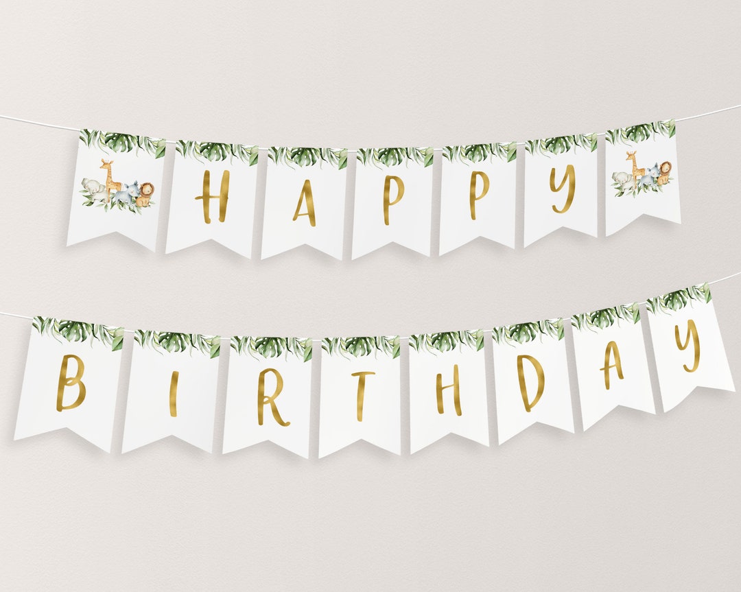 Happy Birthday Banner Printable, Happy 1st Birthday Banner, First ...
