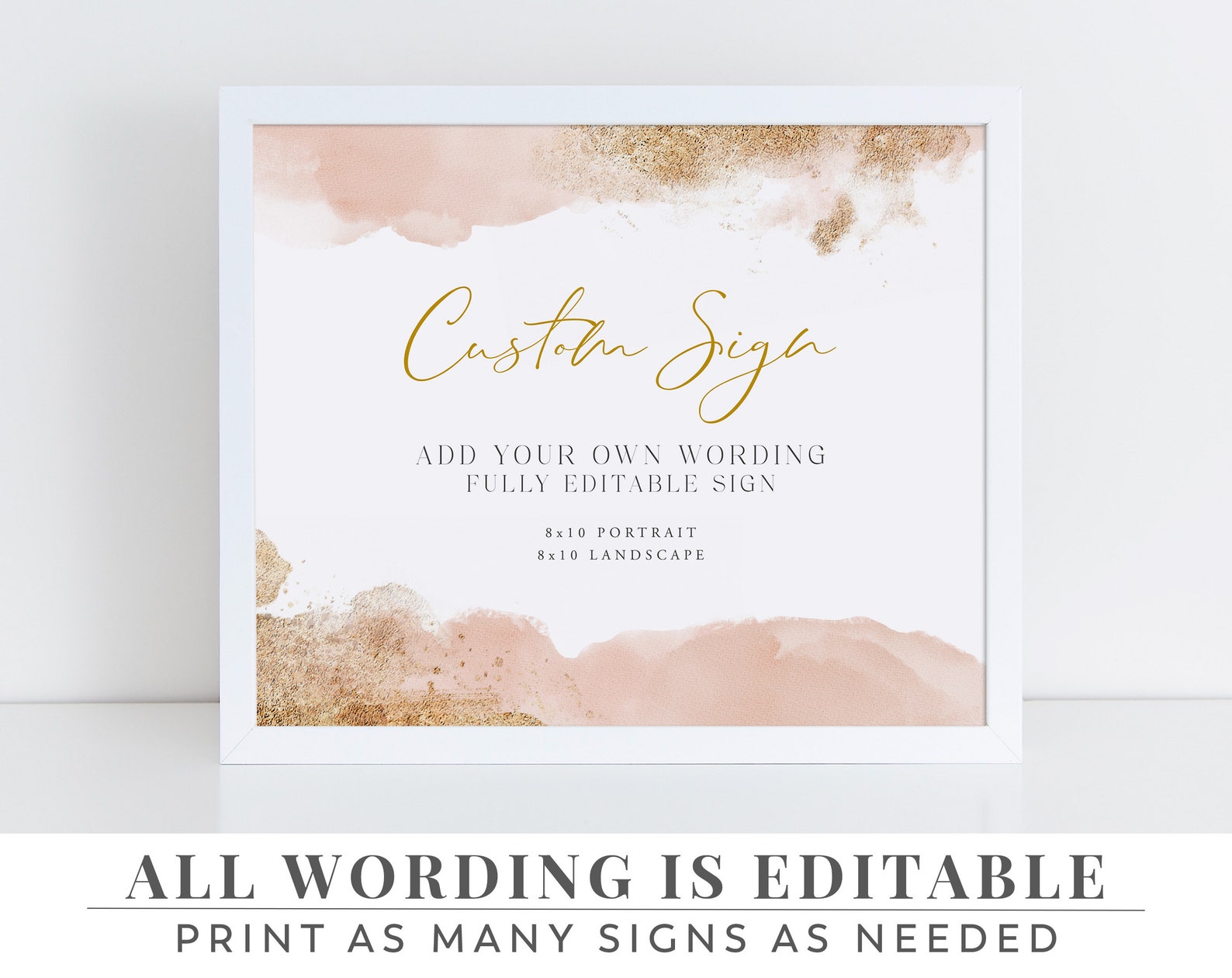 Editable Sign, 8x10, Pink and Gold Signs, Christening Signs, Baptism ...