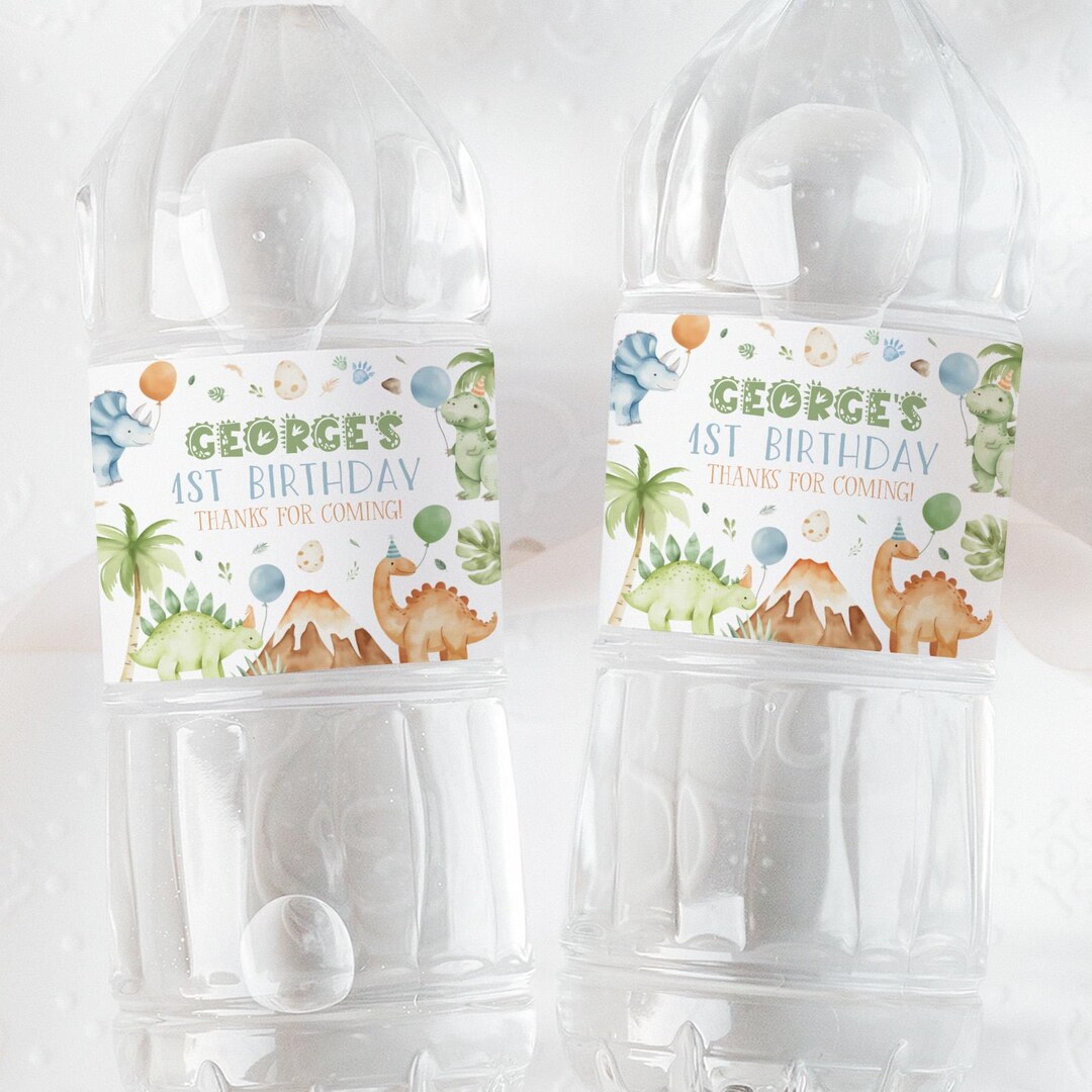 Dinosaur Water Bottle Label, Dinosaur Water Labels, Printable Water ...