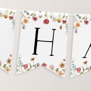 Wildflower Birthday Banner, Flower Happy Birthday Banner Printable ...
