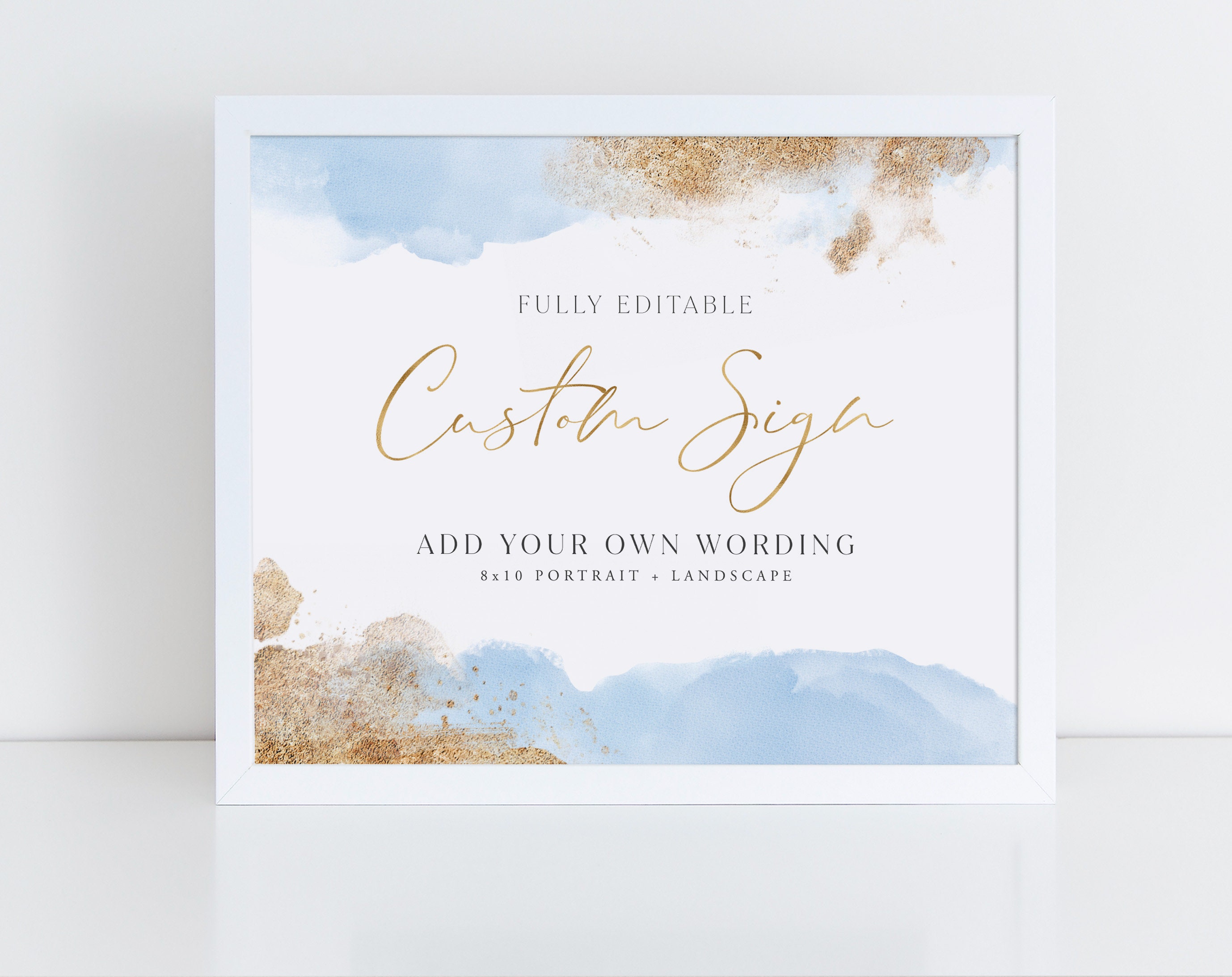 Editable Sign 8x10 Blue and Gold Signs Christening Signs - Etsy Australia