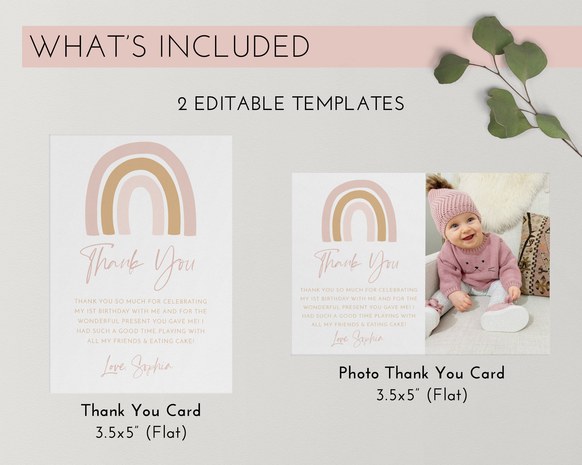 Rainbow Thank You Card Template Printable Thank You Card | Etsy