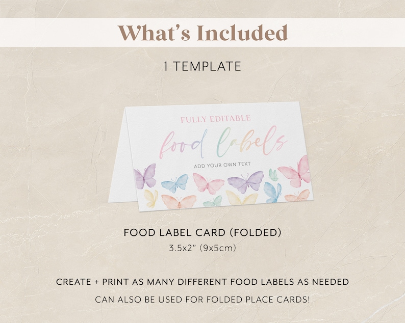 Editable Food Labels Rainbow Butterfly Food Label Card 1st - Etsy
