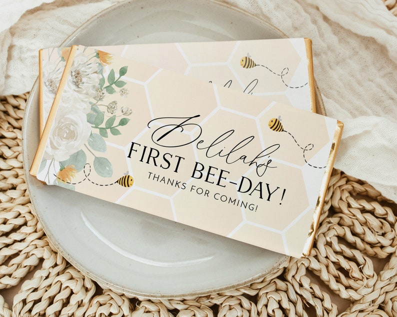 Bee Chocolate Bar Wrapper Template, Printable Candy Bar Wrapper, 1st ...