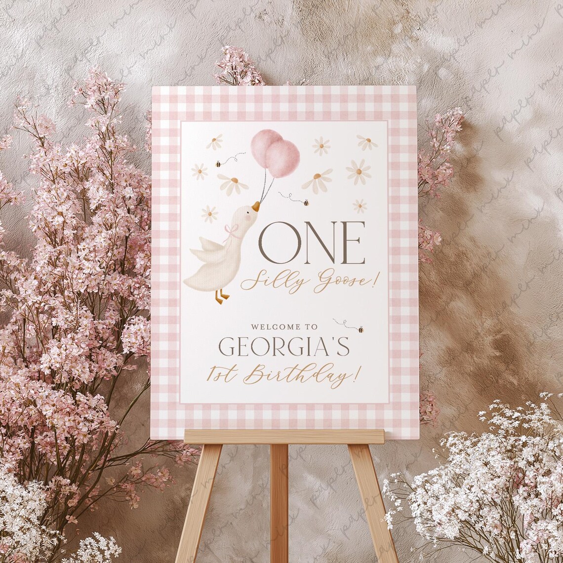 One Silly Goose Welcome Sign Printable, One Silly Goose 1st Birthday ...