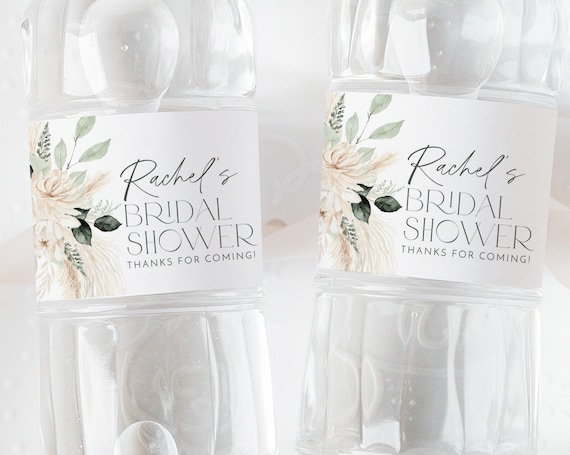 Boho Water Bottle Label Bridal Shower Water Label Printable | Etsy