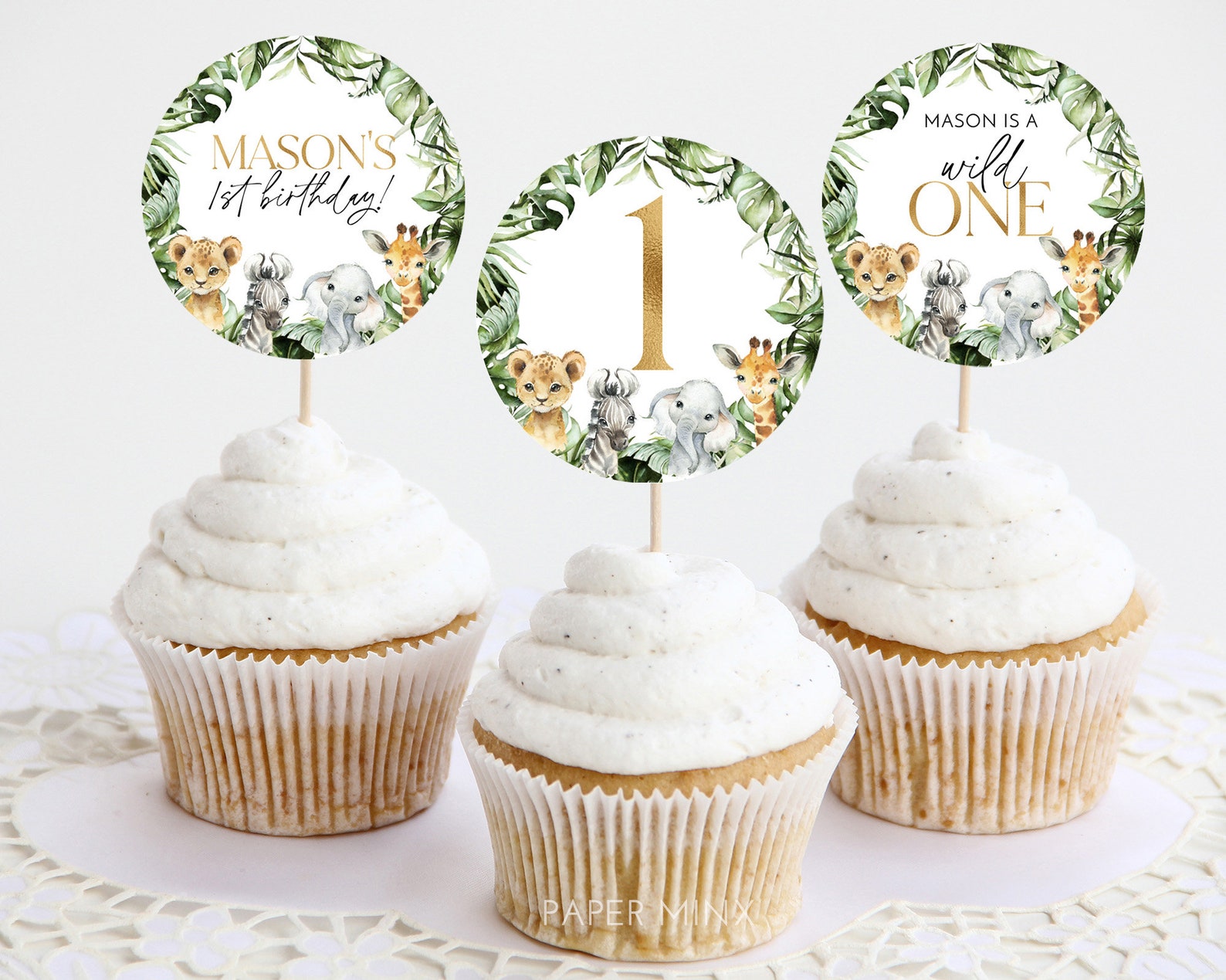 Wild One Cupcake Toppers, Printable Cupcake Topper, Safari Animals ...