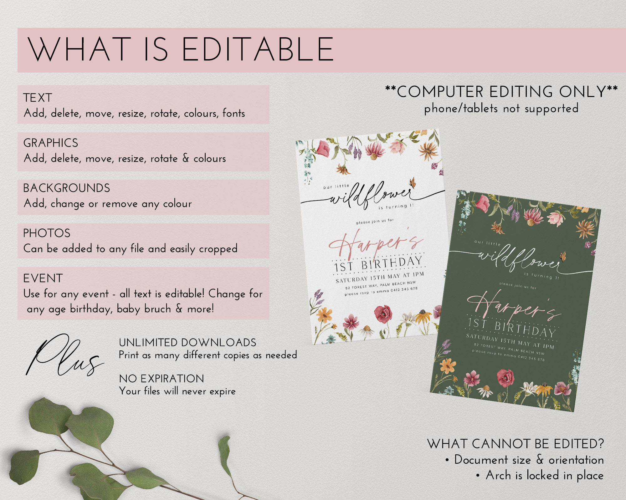 Wildflower Food Labels Flower Birthday Food Label Cards Food | Etsy