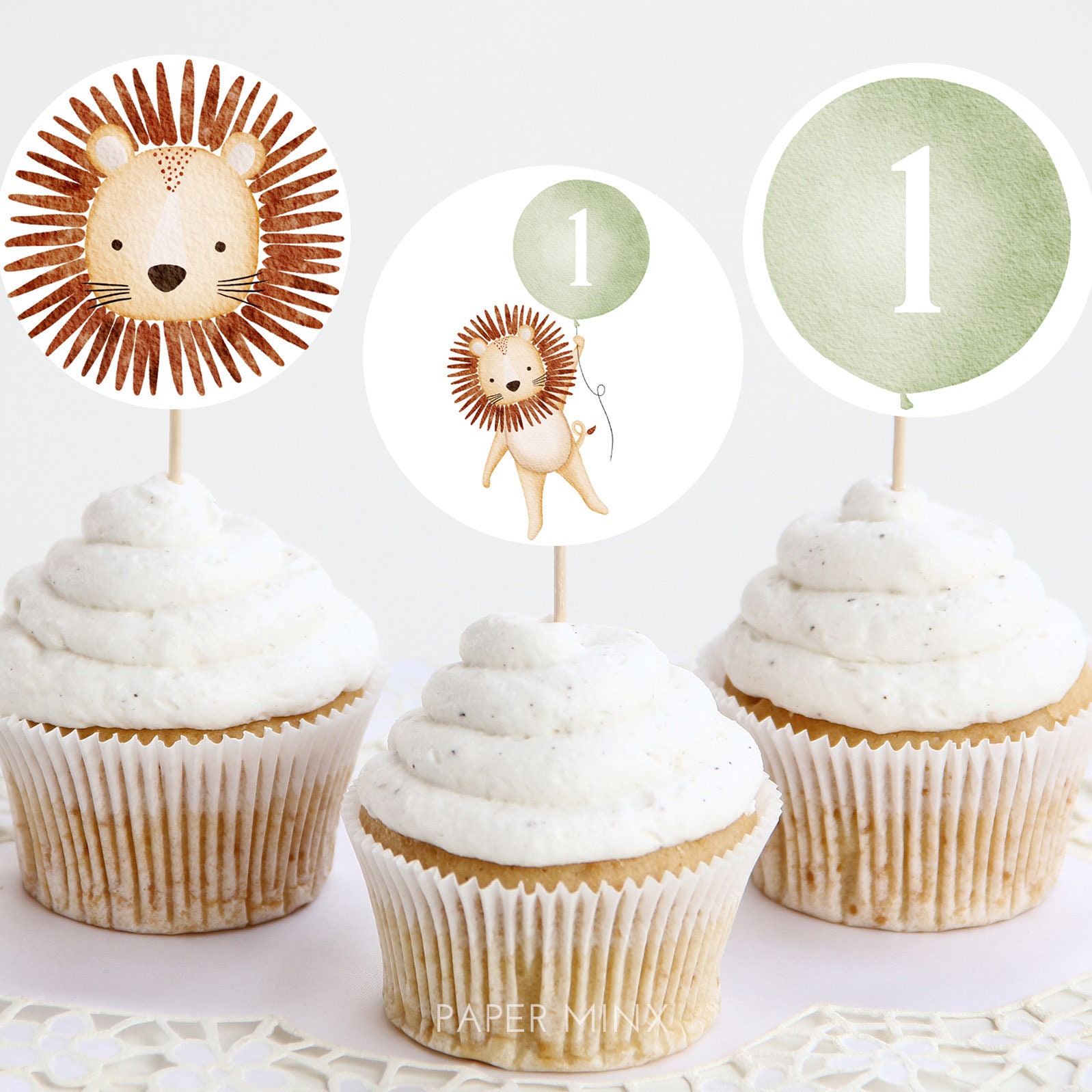 Lion Cupcake Toppers, Printable Wild One Cupcake Toppers, Wild One 1st ...
