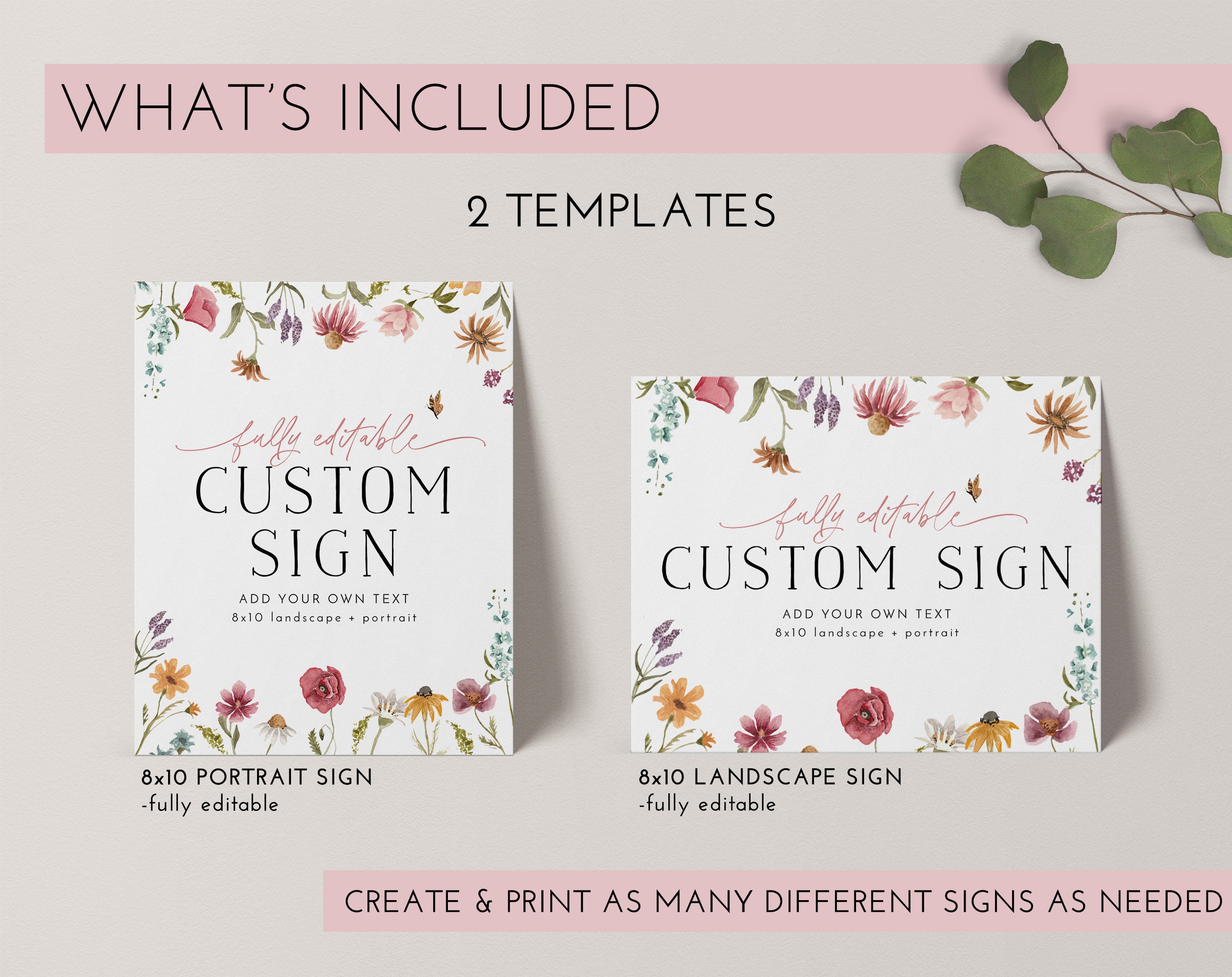 Wildflower Editable Signs Custom 8x10 Sign Floral Birthday - Etsy