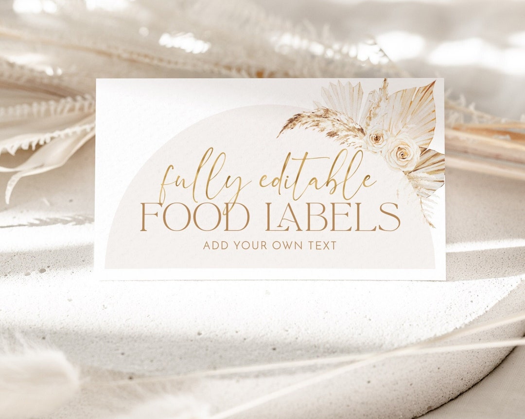 Baby Shower Food Labels, Boho Food Label Card, Food Tent Cards, Food ...