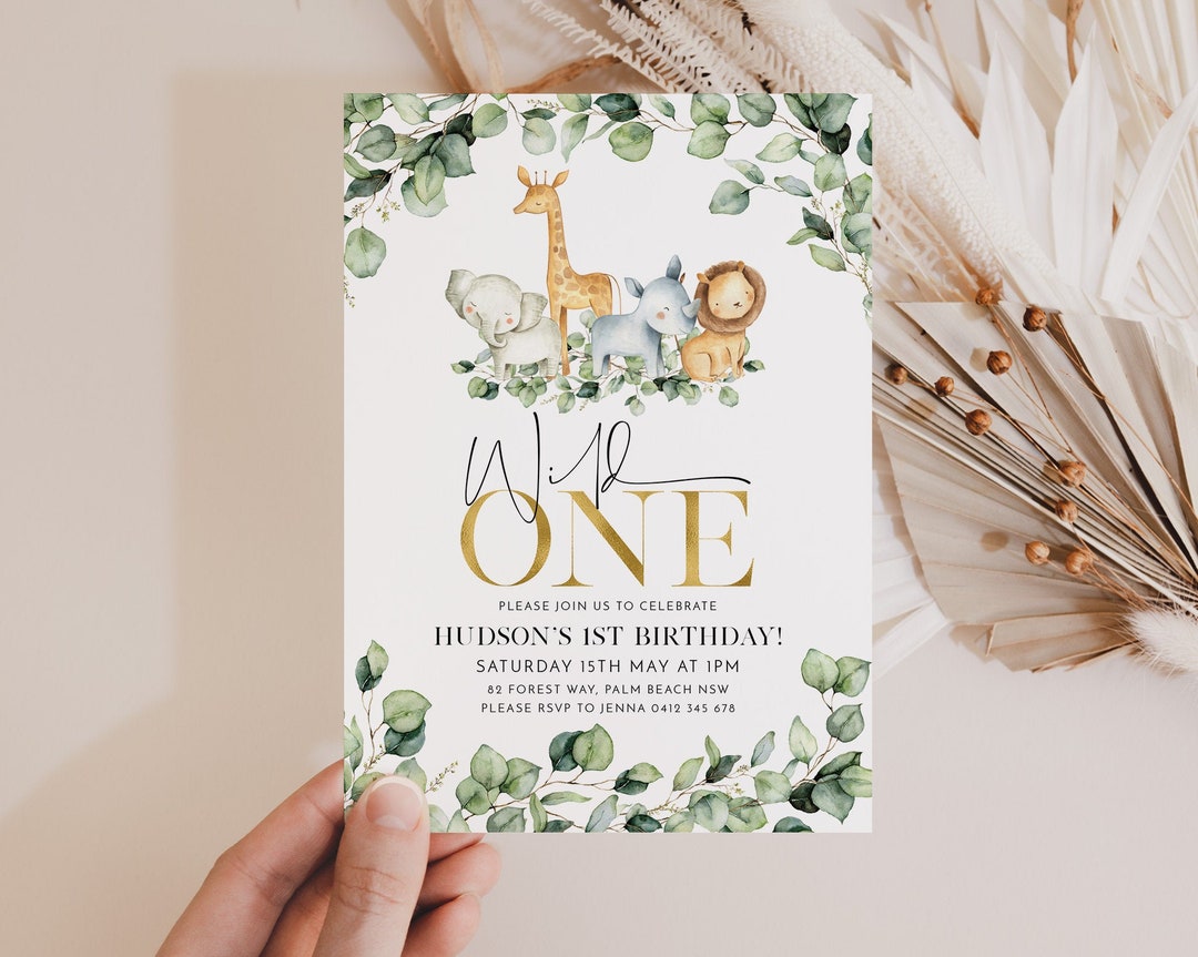 Wild One Birthday Boy Invitation, Wild One Invitation Printable, Safari ...