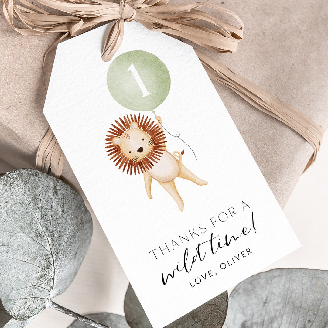 Lion Favor Tags, Birthday Thank You Tags, Wild One Birthday Favor Tag ...