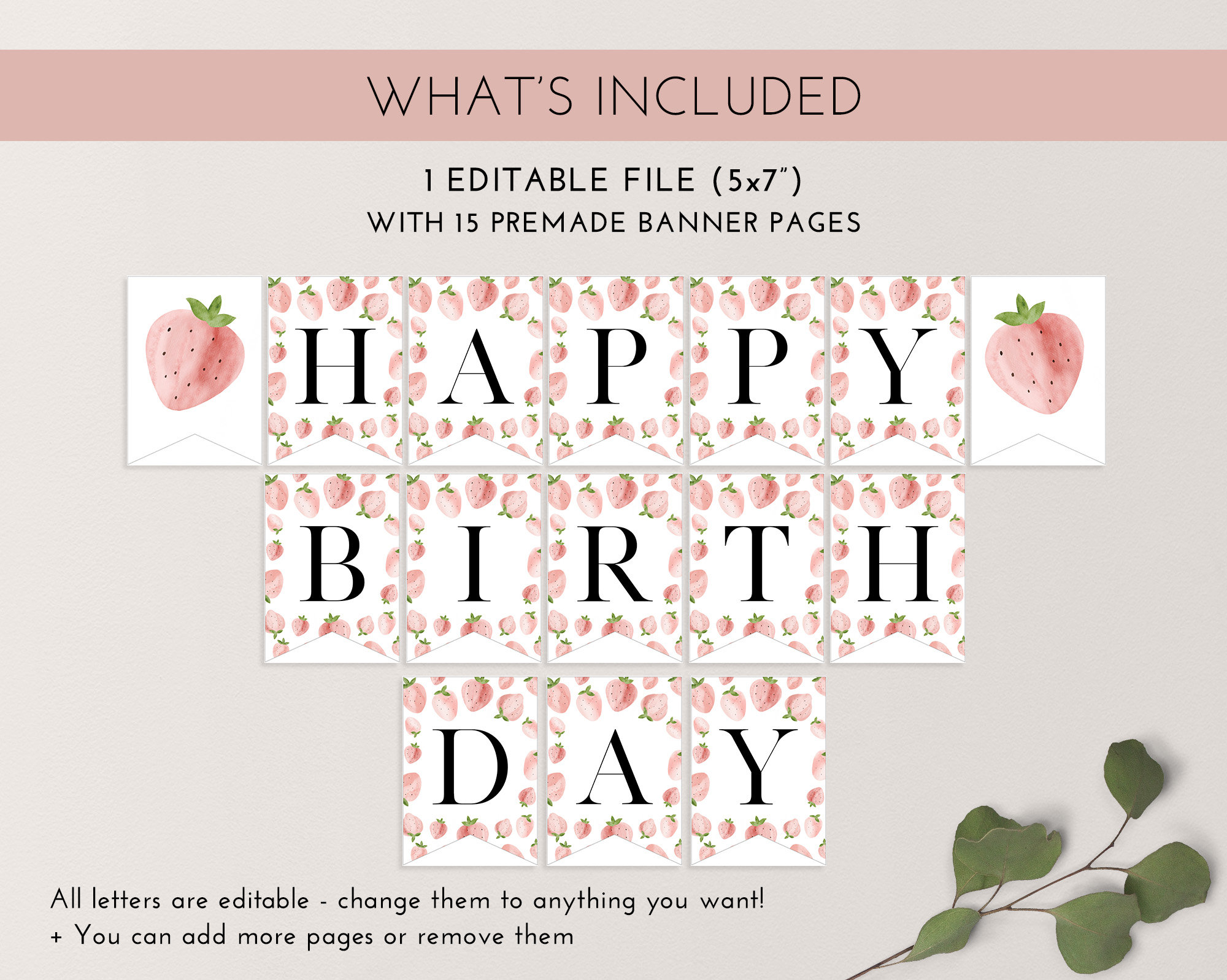 Happy Birthday Banner Printable, Happy 1st Birthday Banner, First ...