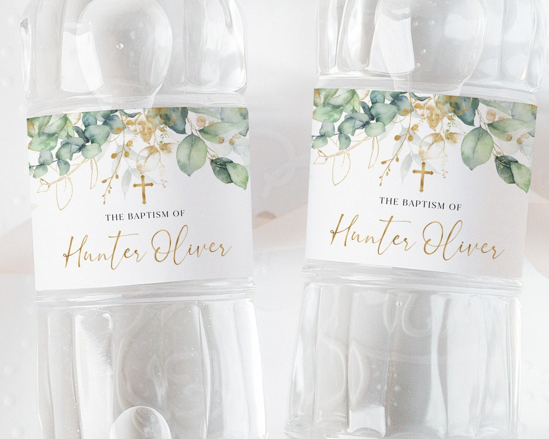 Baptism Water Bottle Label, Christening Water Label, Printable Water ...