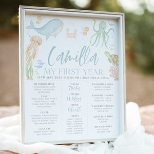 Under the Sea Milestone Sign, Oneder the Sea 1st Birthday Milestone ...