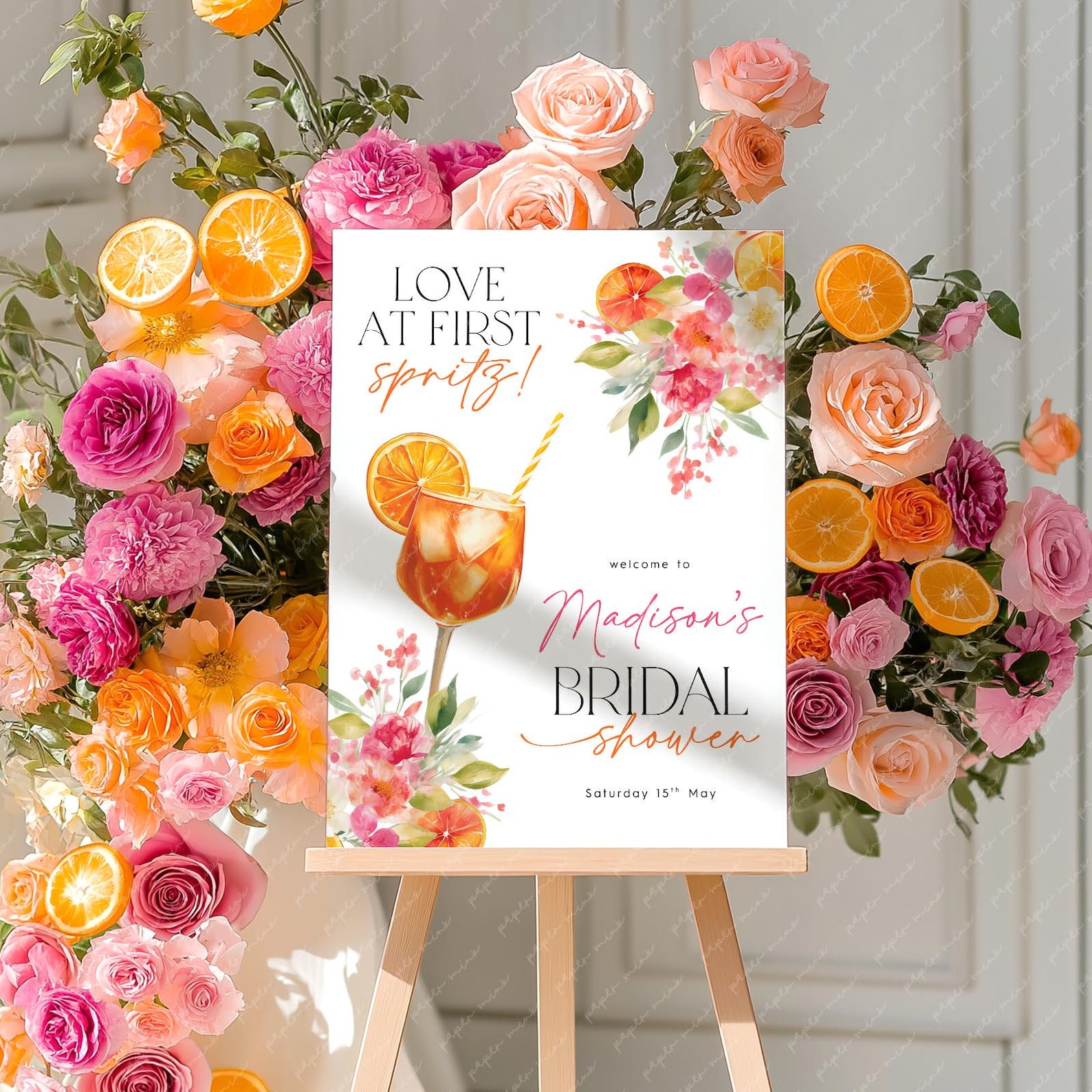 Love at First Spritz Bridal Shower Welcome Sign, Citrus Welcome Sign ...