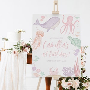 Under the Sea Welcome Sign Printable, Oneder the Sea 1st Birthday ...