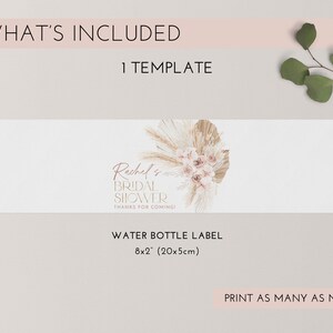 Pink Boho Water Bottle Label, Bridal Shower Water Label, Printable ...