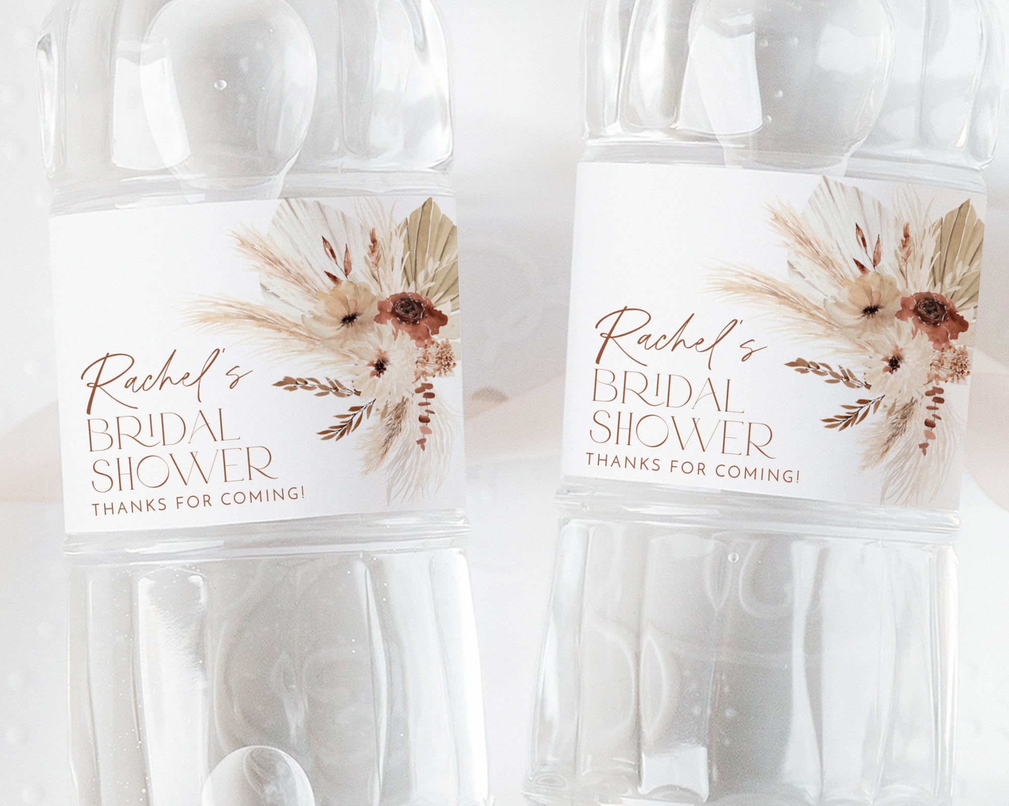 Boho Water Bottle Label Bridal Shower Water Label Printable - Etsy
