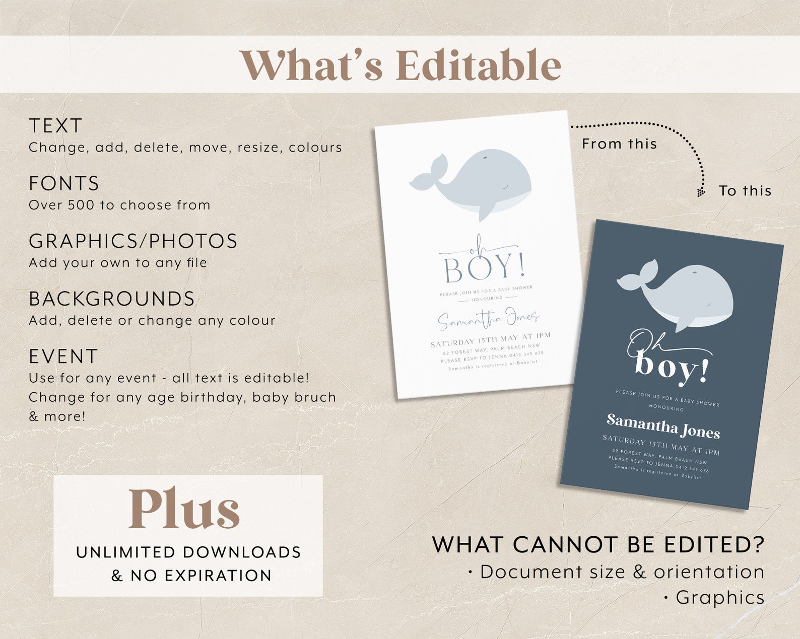 Whale Thank You Card Template, Printable Thank You Card, Whale Baby ...