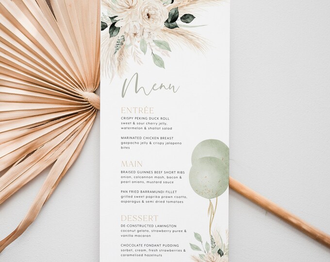 Printable Sage Green Gingham Bar Menu Template, Fall Baby Shower Drinks ...