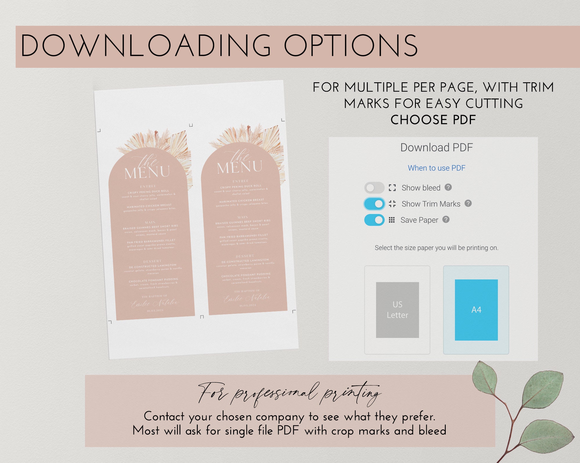 Pink Girls Baptism Menu Template Printable Christening Menu - Etsy