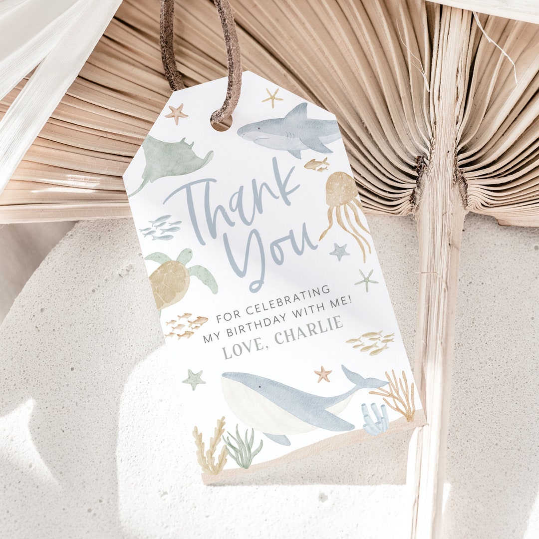 Under the Sea Printable Favor Tags, Ocean Animals Favour Tags, Thank ...