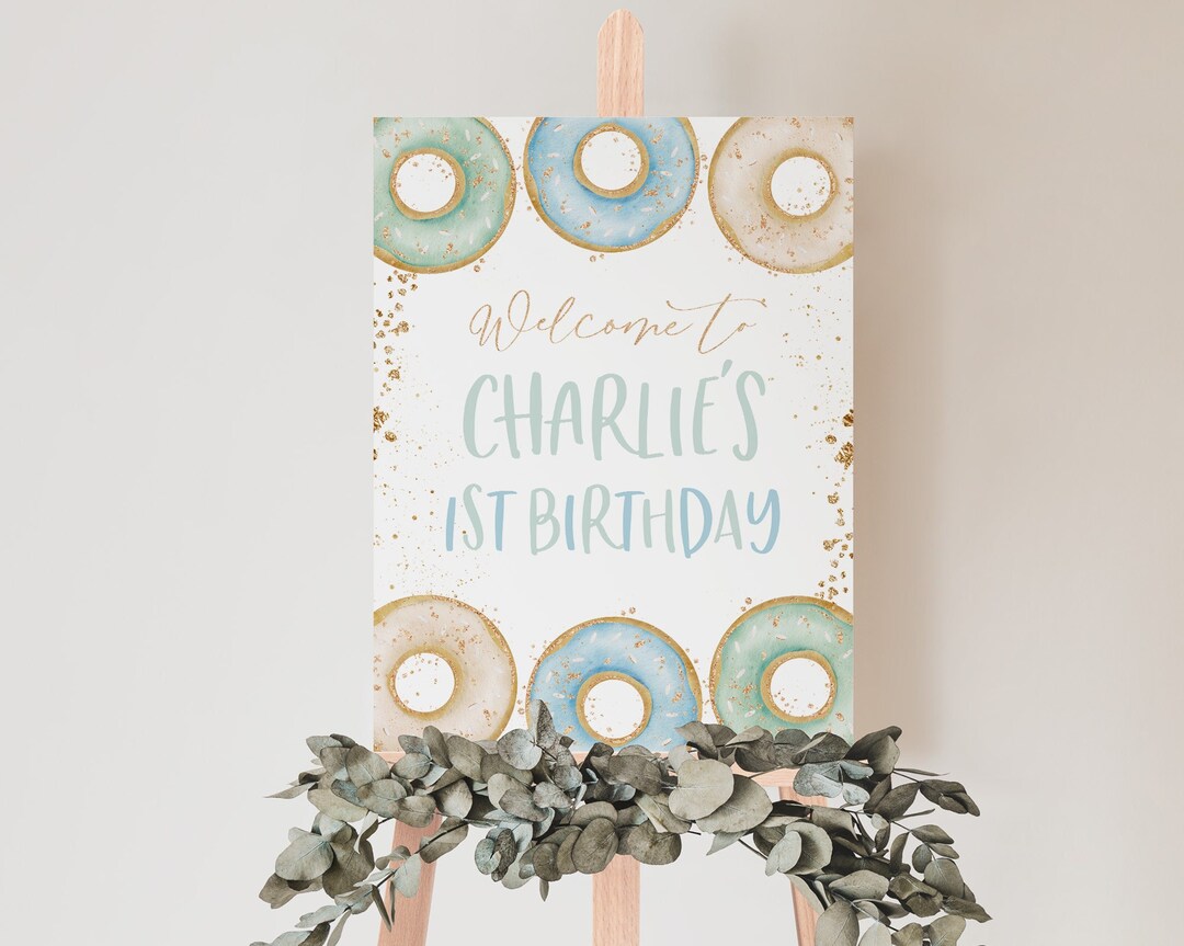 Donut Welcome Sign, Donut 1st Birthday Welcome Sign, Donut Party ...