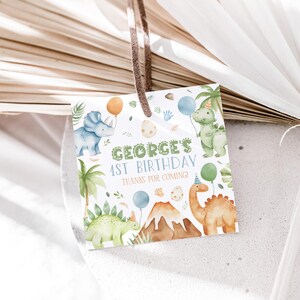 Dinosaur Favor Tags Printable, Dinosaur 1st Birthday Tags, Favour Tags ...