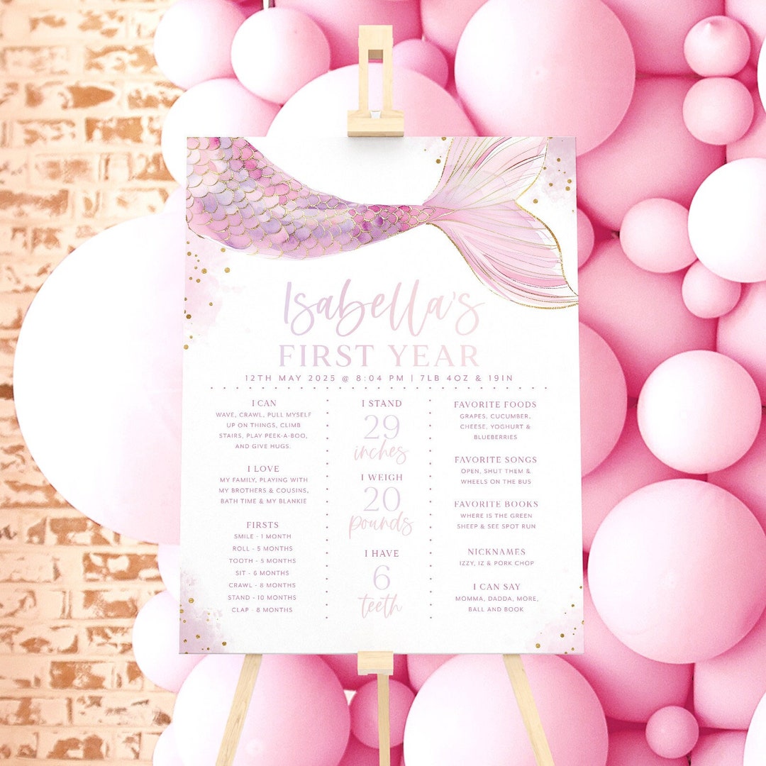 Mermaid Milestone Sign Printable, Oneder the Sea Milestone Board, 1st ...