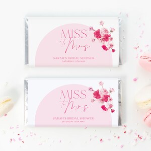 Pink Chocolate Wrapper Template, Printable Candy Bar Wrapper, Bridal ...