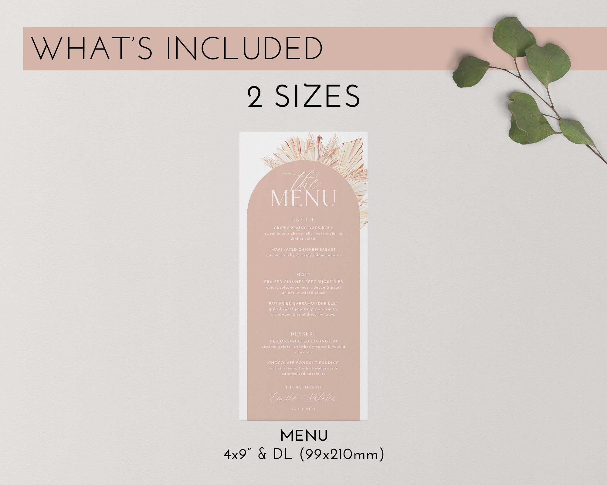 Pink Girls Baptism Menu Template Printable Christening Menu - Etsy