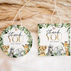 Wild One Favor Tags, Editable Tags, Printable Favor Tags, Animal Party ...