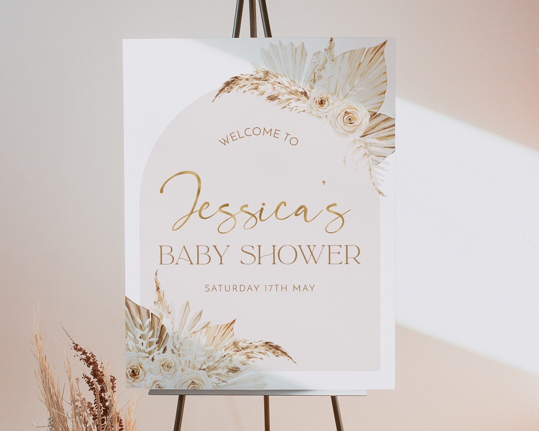 Boho Welcome Sign, Boho Baby Shower Welcome Sign, Boho Floral Baby ...
