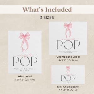 Pink Bow Baby Shower Champagne Labels, Printable Wine Labels, Mini ...