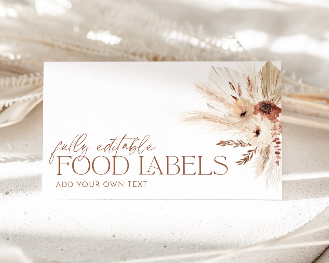 Baby Shower Food Labels, Boho Food Label Card, Food Tent Cards, Food ...