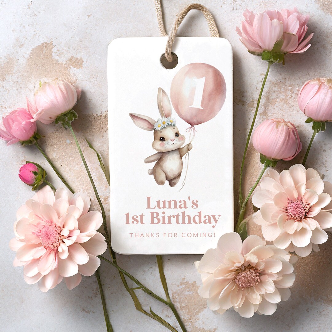 Some Bunny Favor Tags, Bunny 1st Birthday Thank You Tag, 1st Birthday ...
