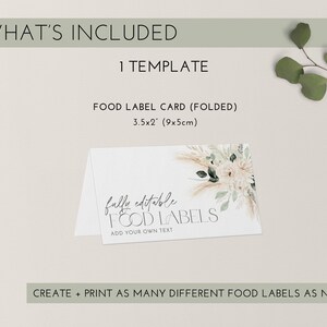 Boho Bridal Shower Food Labels, Boho Food Label Card, Food Tent Cards ...