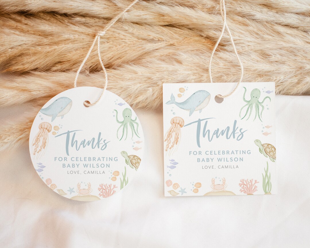Printable Under the Sea Favor Tags, Ocean Animals Baby Shower Tags ...