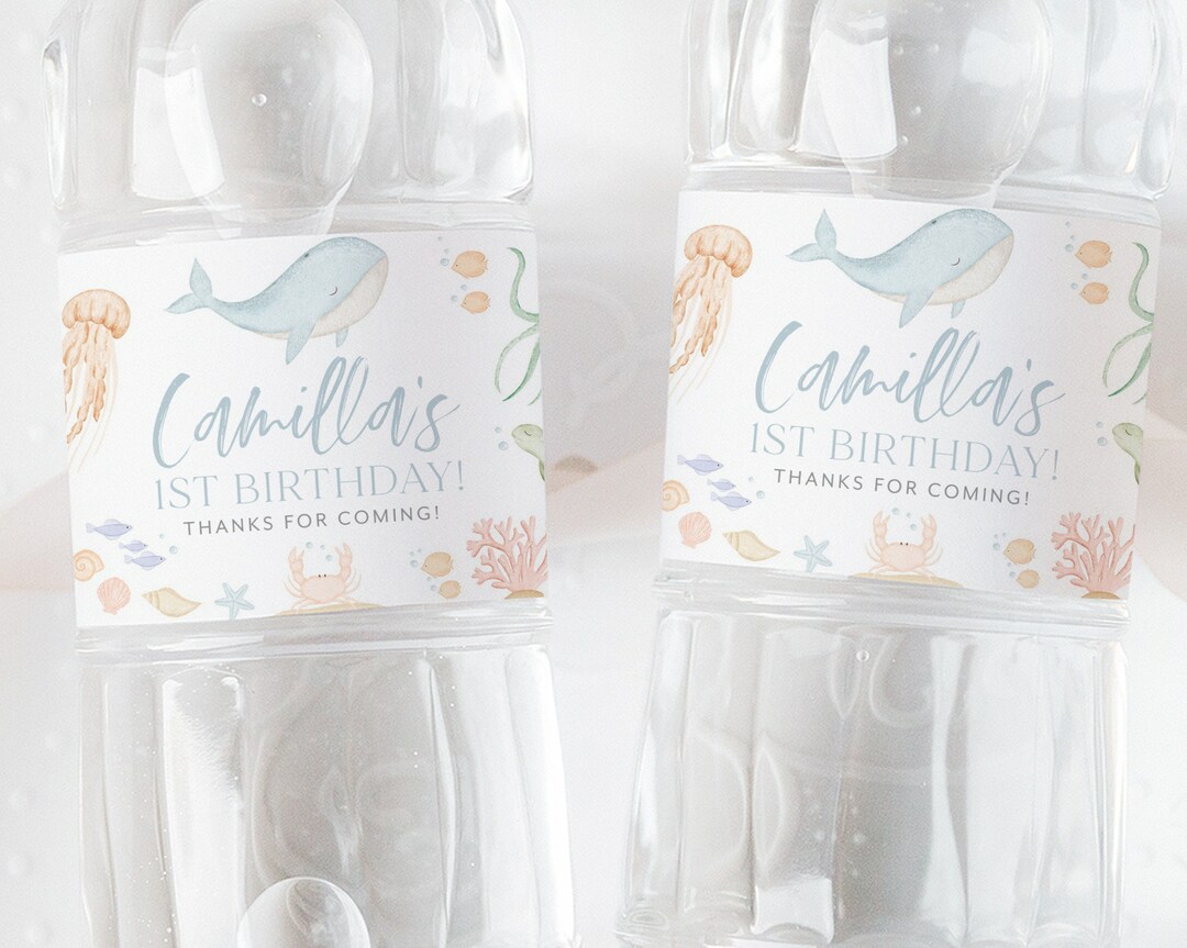 Under the Sea Water Bottle Label, Oneder the Sea Water Labels ...
