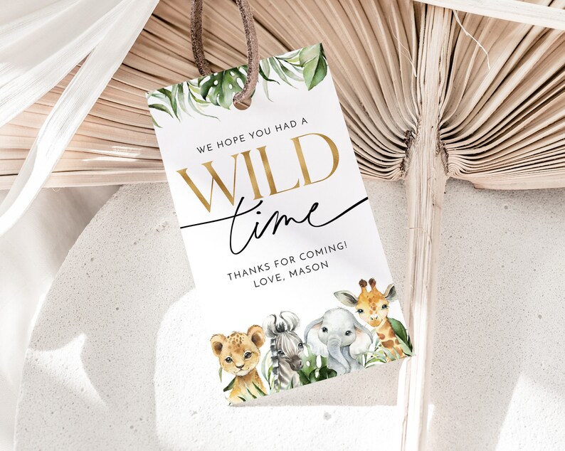 Wild One Favor Tags Birthday Thank You Tags Safari Birthday - Etsy